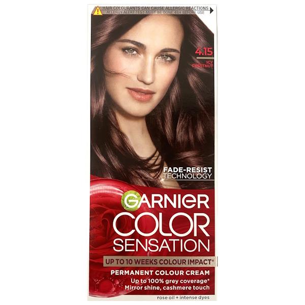 Garnier Color Sensation Permanent Colour Cream 4.15 Icy Chestnut ...